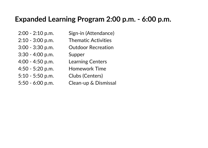 Expanded Learning – Para Los Niños